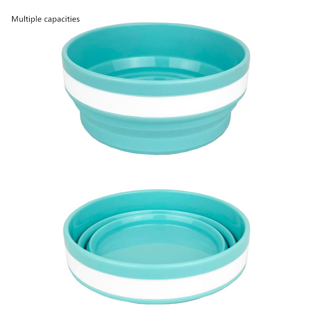 CARTINTS Collapsible Bowls With Lids Silicone Food Storage Containers Collapsible Camping Bowls Silicone Lunch Containers, Ideal for Travel and Camping, 32oz/950ml(Blue)