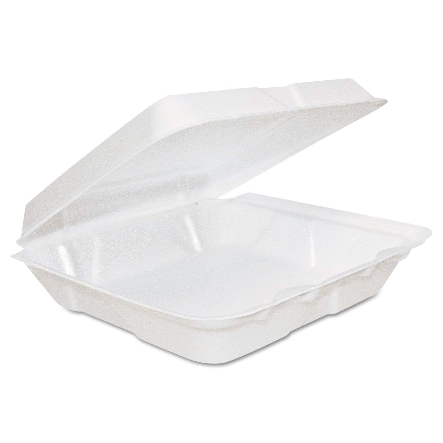 Dart 80HT1R Foam Hinged Lid Containers 8 x 8 x 2 1/4 White 200/Carton