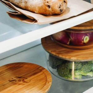 Stone & Clay Food Storage Containers Set - Glass Meal Prep Lunch Boxes with Bamboo Lids - Reusable, Microwavable, and Dishwasher Safe - 3 Round Containers - Small (21oz), Medium (32oz), Large (59oz)