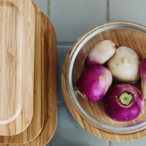 Stone & Clay Food Storage Containers Set - Glass Meal Prep Lunch Boxes with Bamboo Lids - Reusable, Microwavable, and Dishwasher Safe - 3 Round Containers - Small (21oz), Medium (32oz), Large (59oz)