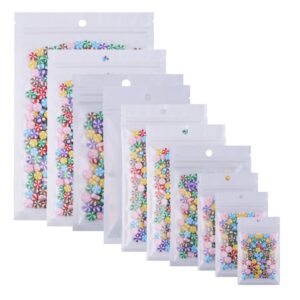 100 Flat Clear/White Mylar Zip Lock Bags w/Hang Hole 7.5x12cm (2.9x4.7")