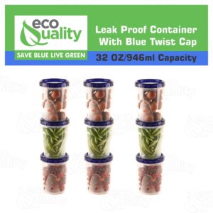 [3 PACK] 32 oz Twist Top Storage Deli Containers - Airtight Reusable Plastic Food Storage Canisters with Twist & Seal Lids, Leak-Proof - Meal Prep, Lunch, Togo, Stackable, BPA-Free Snack Containers