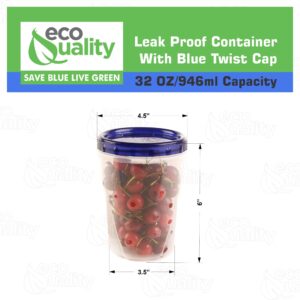 [3 PACK] 32 oz Twist Top Storage Deli Containers - Airtight Reusable Plastic Food Storage Canisters with Twist & Seal Lids, Leak-Proof - Meal Prep, Lunch, Togo, Stackable, BPA-Free Snack Containers