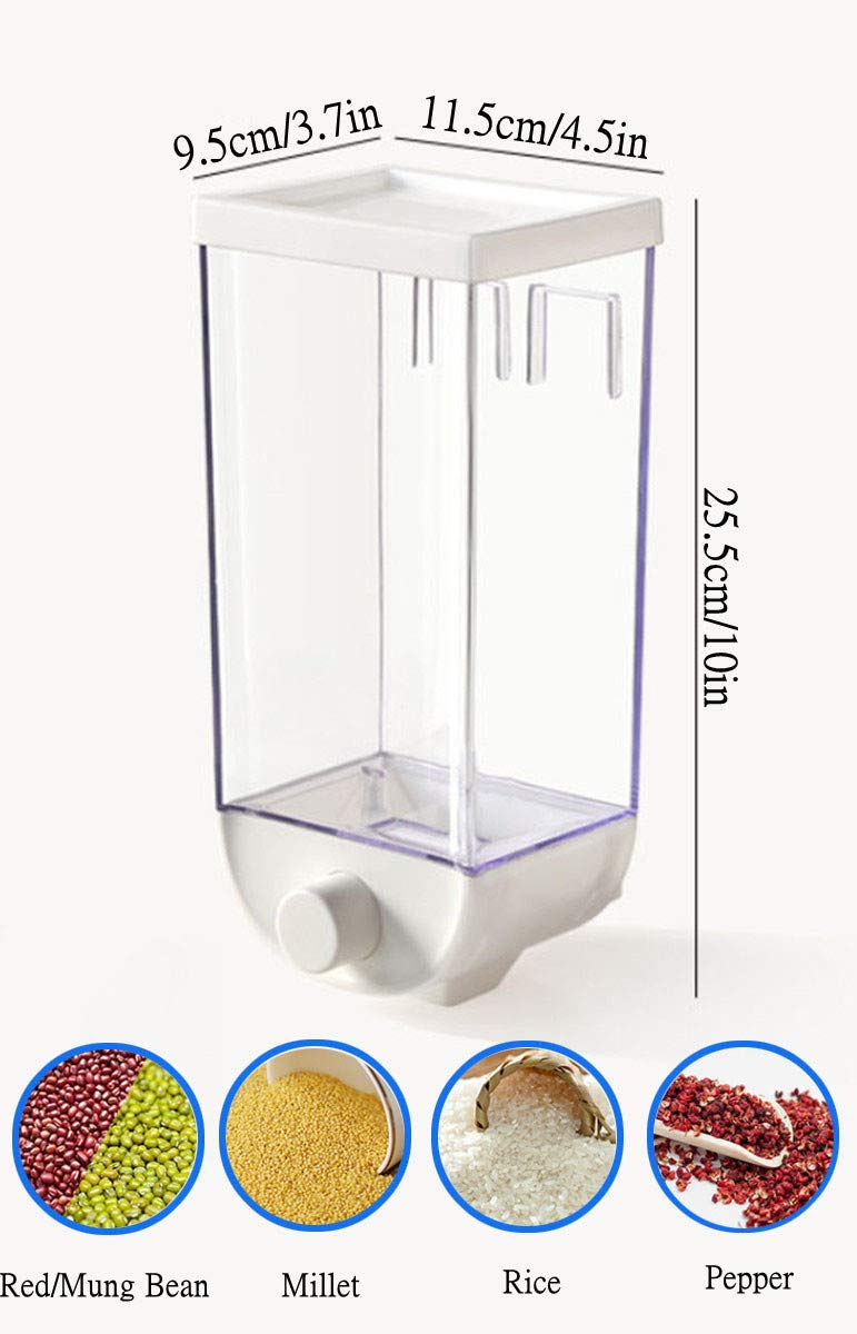 Wall-mounted grain container dispenser, dry food dispenser, used for dry food, nuts, candy, beans, cat food, dog food (1500ML)