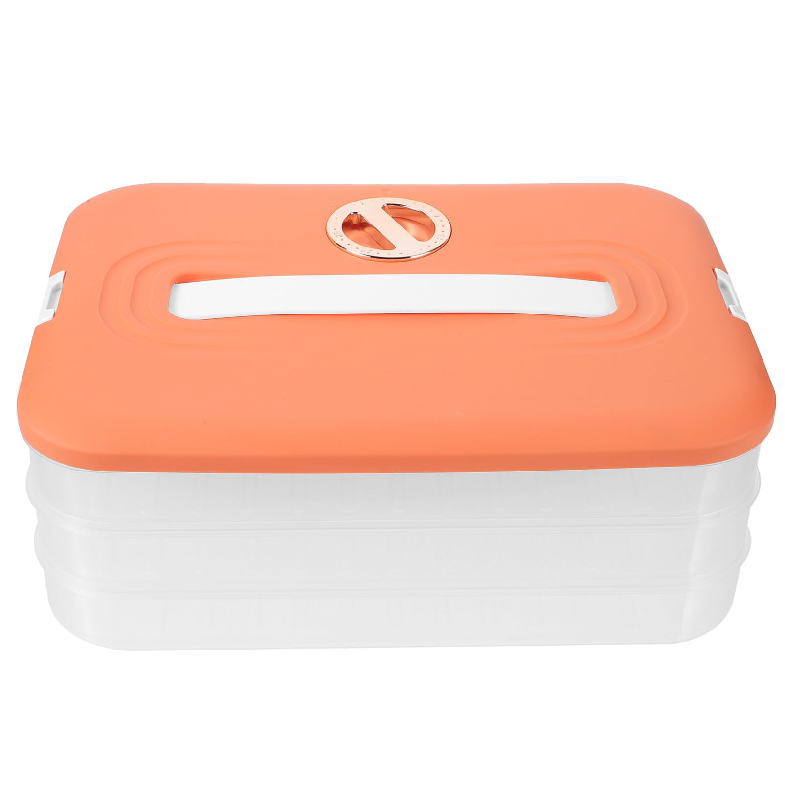 3 Layer Refrigerator Dumpling Box, Stackable Dumpling Food Containers, Dumpling Box Bins Holder with Lids for Refrigerator ( Orange )