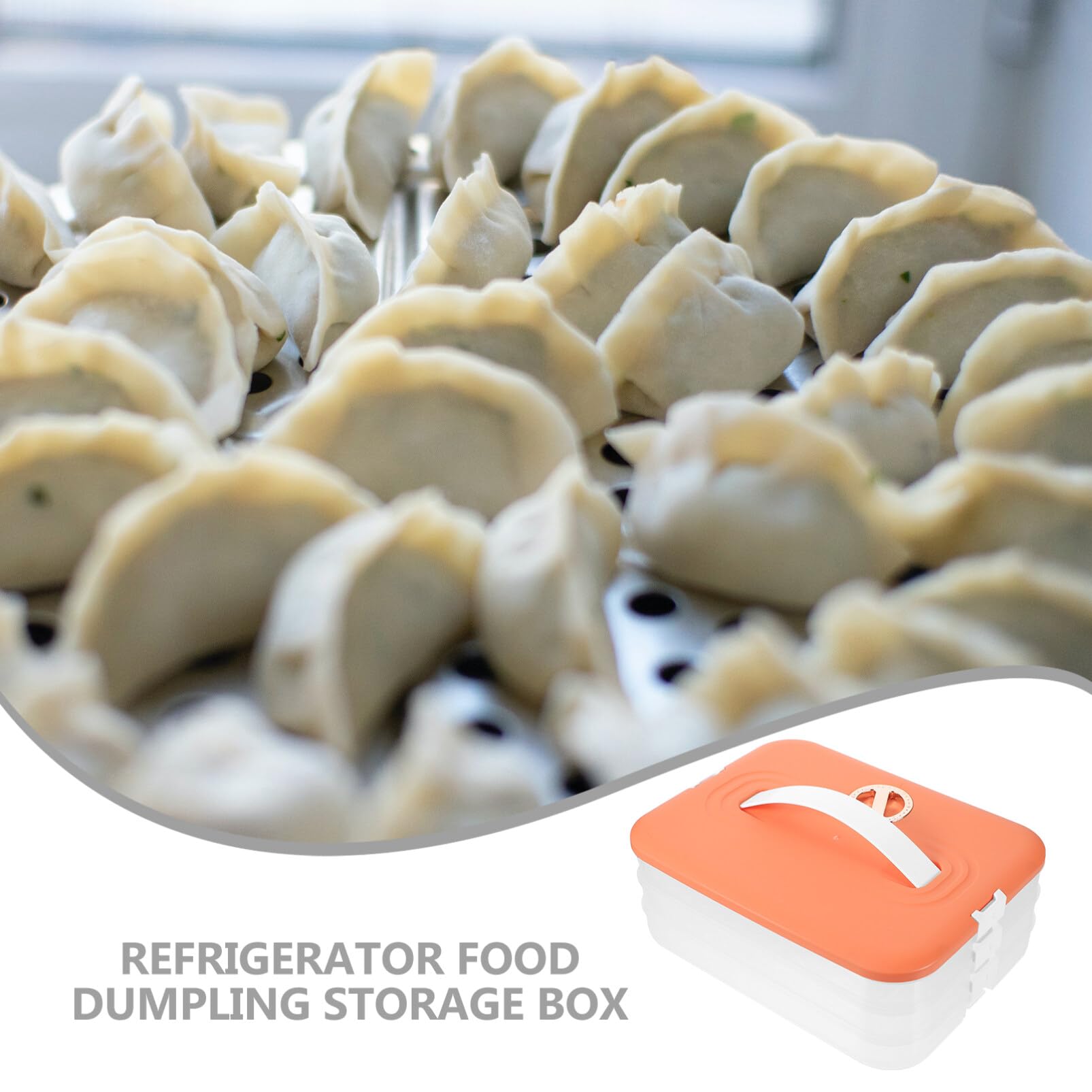 3 Layer Refrigerator Dumpling Box, Stackable Dumpling Food Containers, Dumpling Box Bins Holder with Lids for Refrigerator ( Orange )