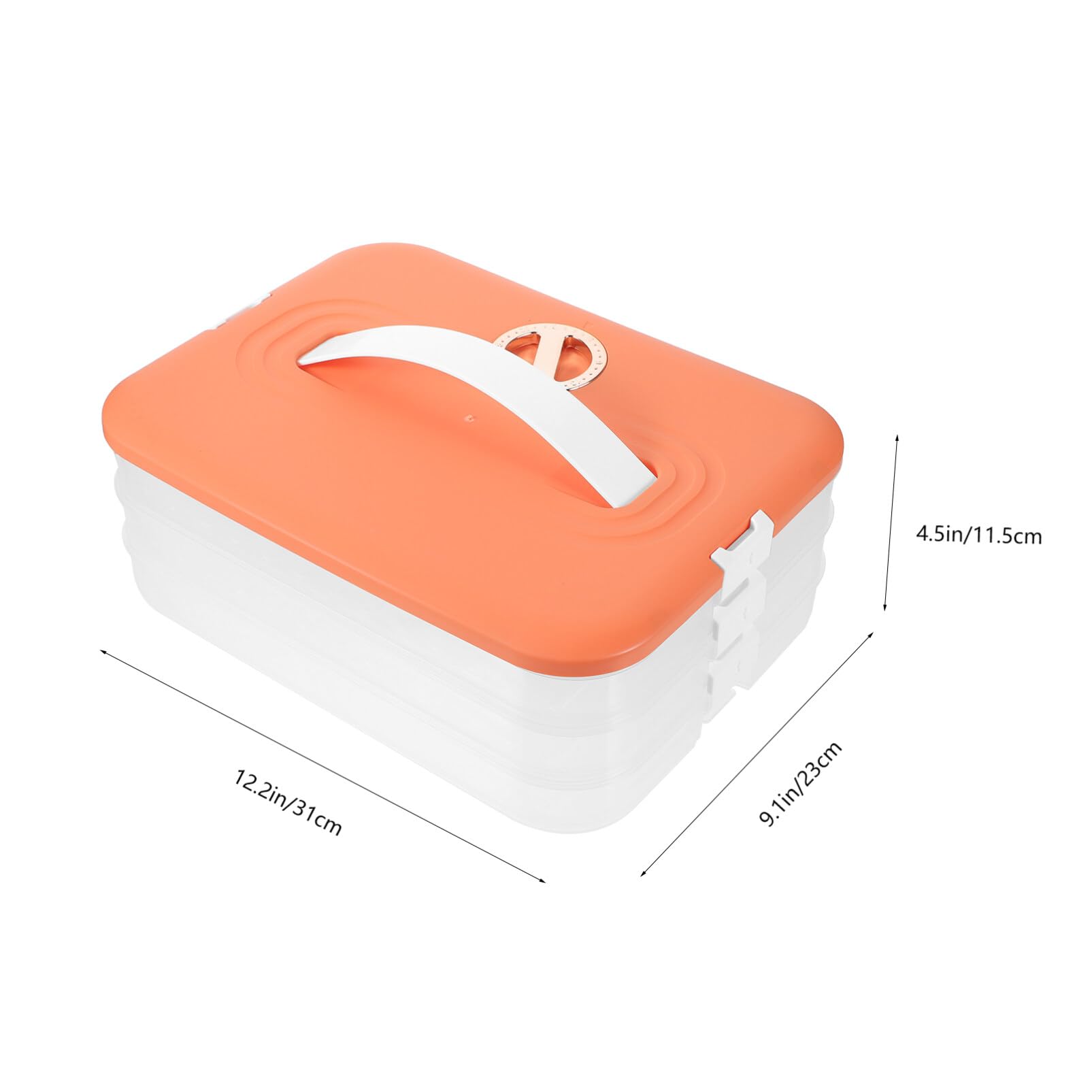 3 Layer Refrigerator Dumpling Box, Stackable Dumpling Food Containers, Dumpling Box Bins Holder with Lids for Refrigerator ( Orange )