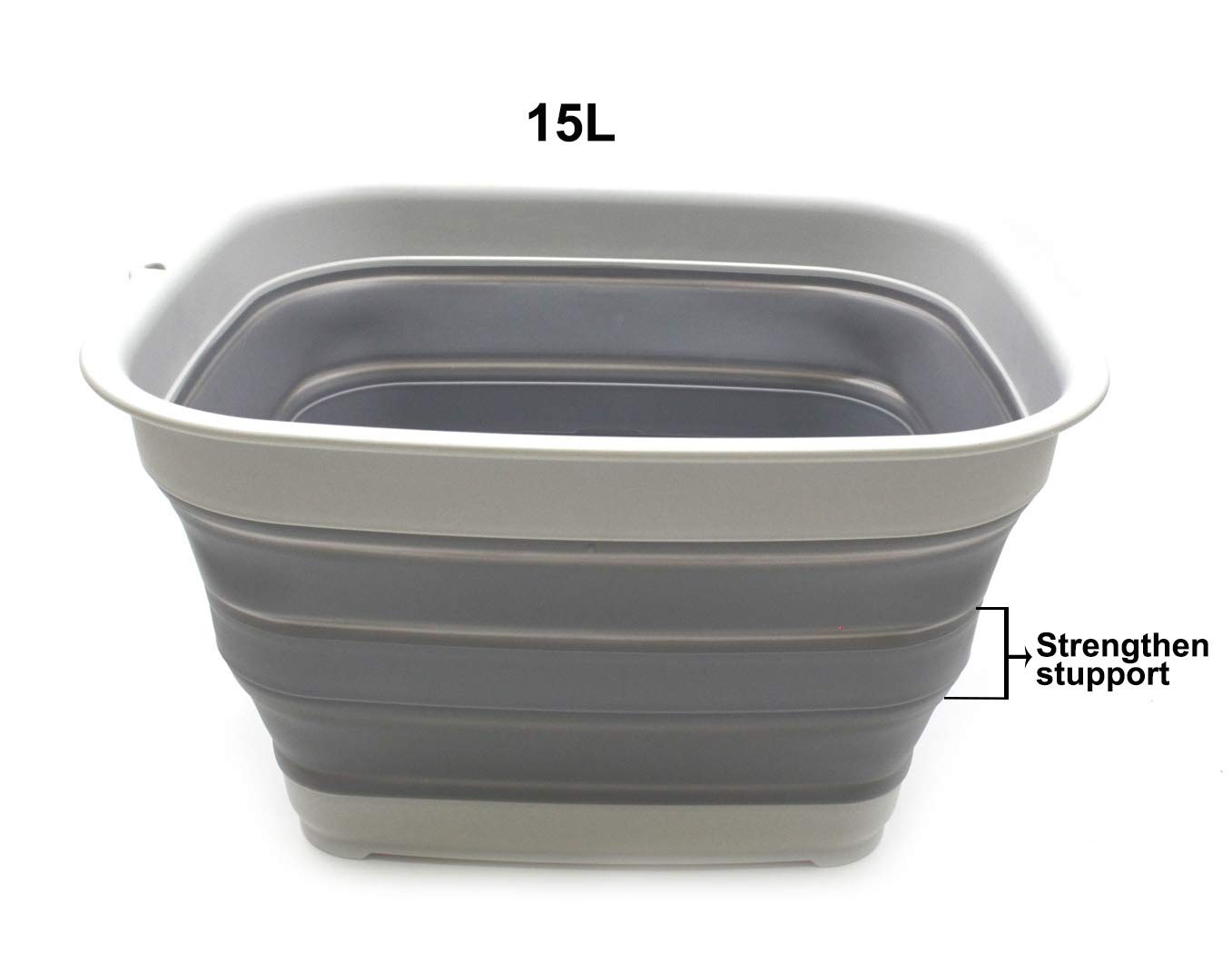 SAMMART 15L (3.9 Gallon) Collapsible Tub - Foldable Dish Tub - Portable Washing Basin - Space Saving Plastic Washtub (Dark Grey (Set of 2))