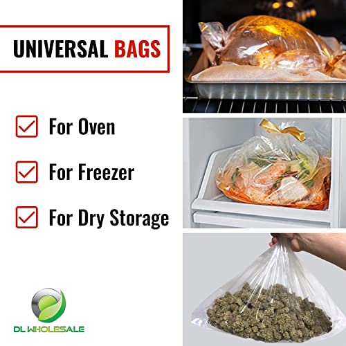 BirdBags Turkey Bags, 19” x 23.5” 100 Pack, Clear Plastic, Food Storage, Freezer, Oven, Groceries Bread