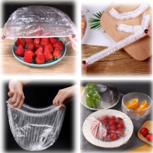 Plastic Wrap Storage Box with 200pcs Disposable Cling Film Cover, 2023 New Wall-Mounted Punch-Free Fresh Keeping Bag Storage Box, Extractable Food Wrap Shower Caps Organizer for Kitchen Bathroom (C-Gray)