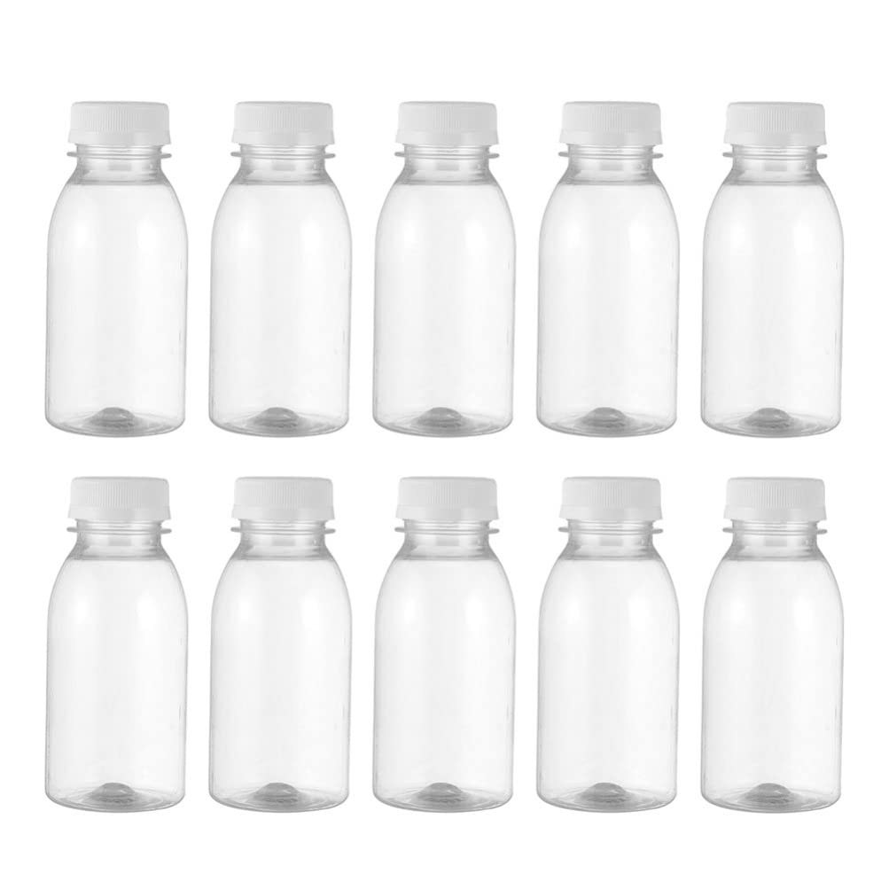 DOITOOL Plastic Juice Bottles with Caps - 15Pcs Reusable Juice Containers with Lids for Fridge - Clear Refillable Water Bottles Smoothie Bottle for Homemade Juices, Milk, Tea（100ml/3.4oz