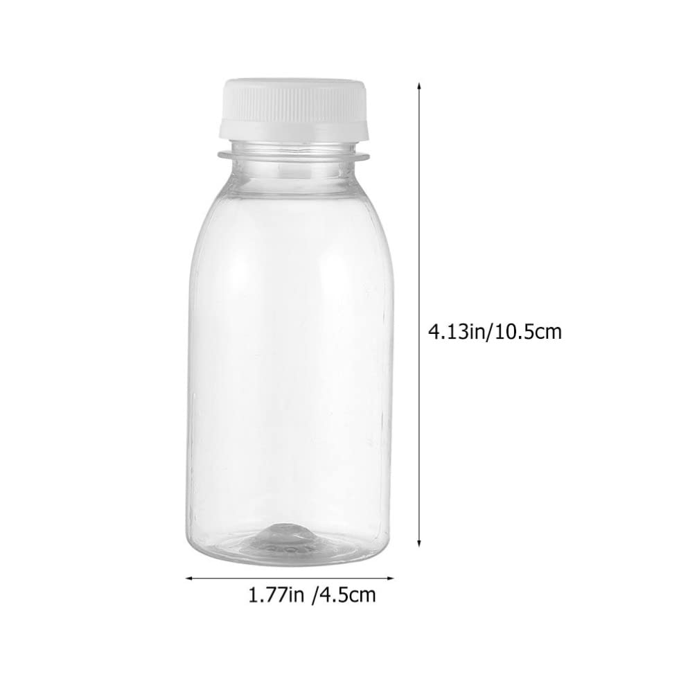 DOITOOL Plastic Juice Bottles with Caps - 15Pcs Reusable Juice Containers with Lids for Fridge - Clear Refillable Water Bottles Smoothie Bottle for Homemade Juices, Milk, Tea（100ml/3.4oz