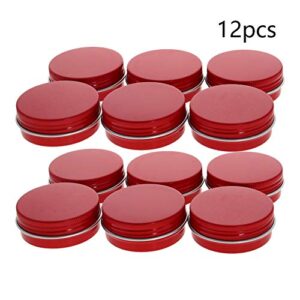 Othmro 12pcs 1oz Metal Round Tins Aluminum Tin Cans Containers with Screw Lid, 50 * 20mm(DxH) Red tin cans for Salve, Spices, Lip Balm, Tea or Candies 30ml