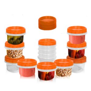 [4 oz - orange] airtight deli containers with lids, twist lock top, clear food storage for meal prep, snacks, and leftovers, freezer and microwave safe, stackable, leak-resistant portable, 12 pc. set