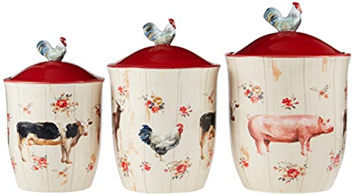 Certified International Farmhouse 3 pc. Canister Set Servware, Serving Acessories, Multicolred