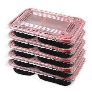 Prime DNA 50-Pack To Go Containers with Lids - 30oz 2-Compartments - Disposable Bento Boxes are Great for Leftovers and make Great Meal Prep Containers.