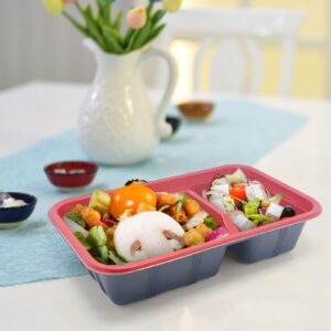 Prime DNA 50-Pack To Go Containers with Lids - 30oz 2-Compartments - Disposable Bento Boxes are Great for Leftovers and make Great Meal Prep Containers.