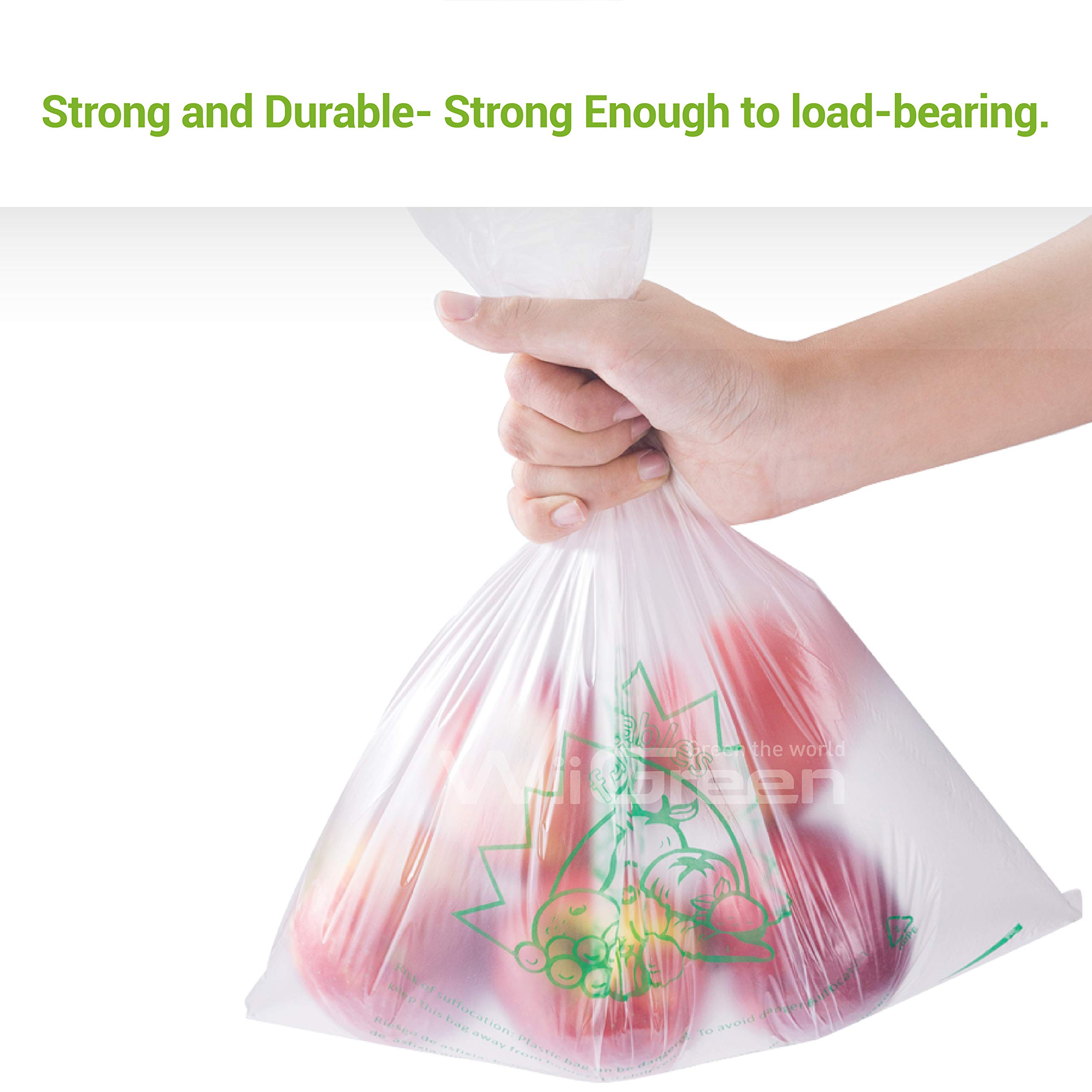 WIIGREEN 4 Rolls 12" x 17" HDPE Plastic Produce Roll Bags for Food Storage, Kitchen, Market, Grocery, 625 Bags/Roll