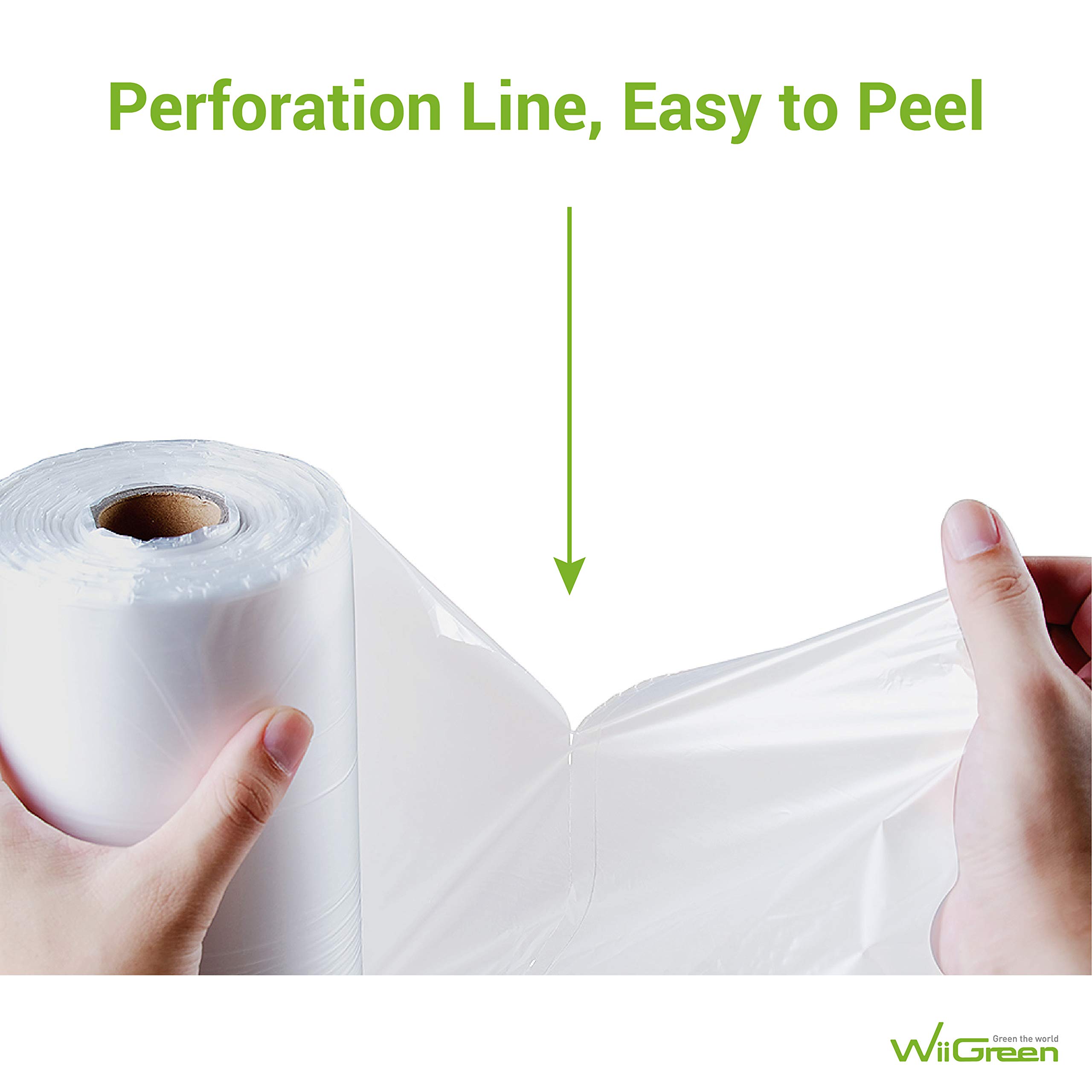 WIIGREEN 4 Rolls 12" x 17" HDPE Plastic Produce Roll Bags for Food Storage, Kitchen, Market, Grocery, 625 Bags/Roll