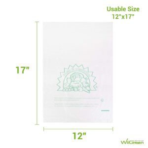 WIIGREEN 4 Rolls 12" x 17" HDPE Plastic Produce Roll Bags for Food Storage, Kitchen, Market, Grocery, 625 Bags/Roll