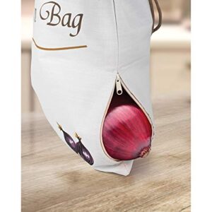 HIC Kitchen Reusable Potato and Onion Saver Bag Set, Drawstring Closure, Set of 2