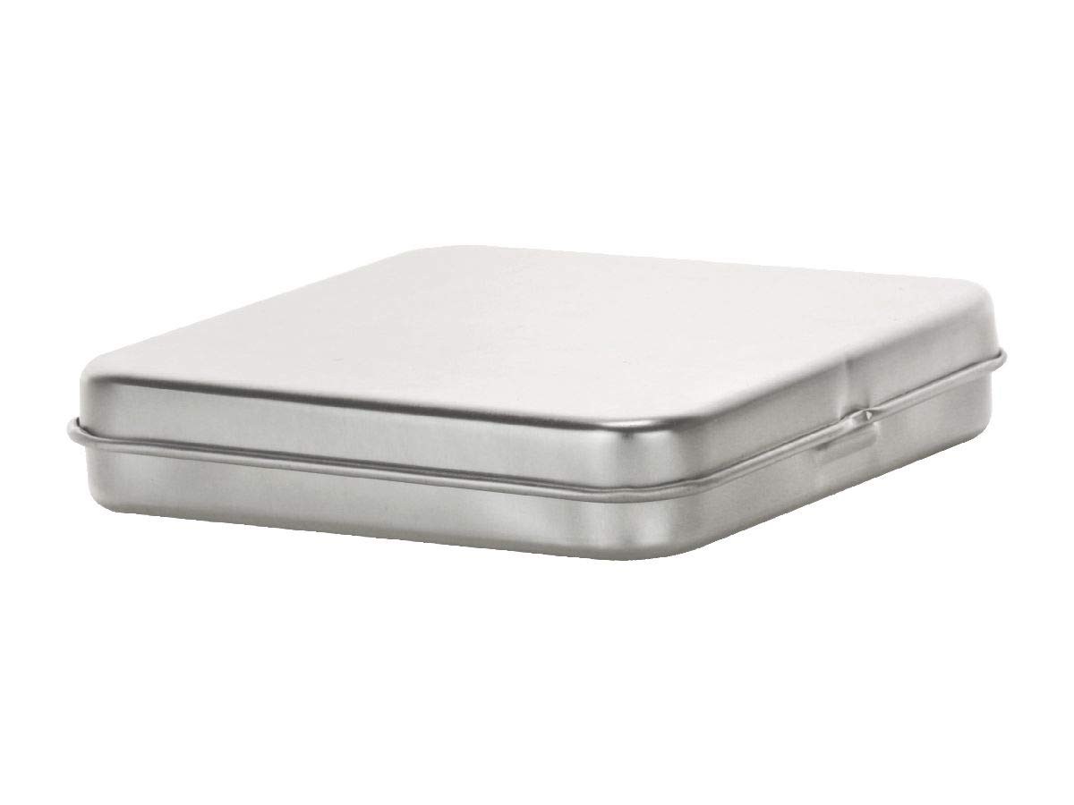 Magnakoys Square Silver Metal Hinged Tins 3.5 x 3.5 x .70 Inches Boxes for Candy Storage Geocaching (7-Pack)