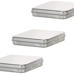 Magnakoys Square Silver Metal Hinged Tins 3.5 x 3.5 x .70 Inches Boxes for Candy Storage Geocaching (7-Pack)