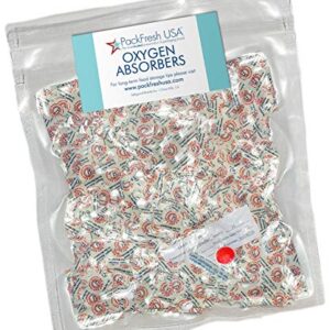 PackFreshUSA: 200 Pack - 50cc Oxygen Absorber Packs - Food Preservation - Long-Term Food Storage Guide Included