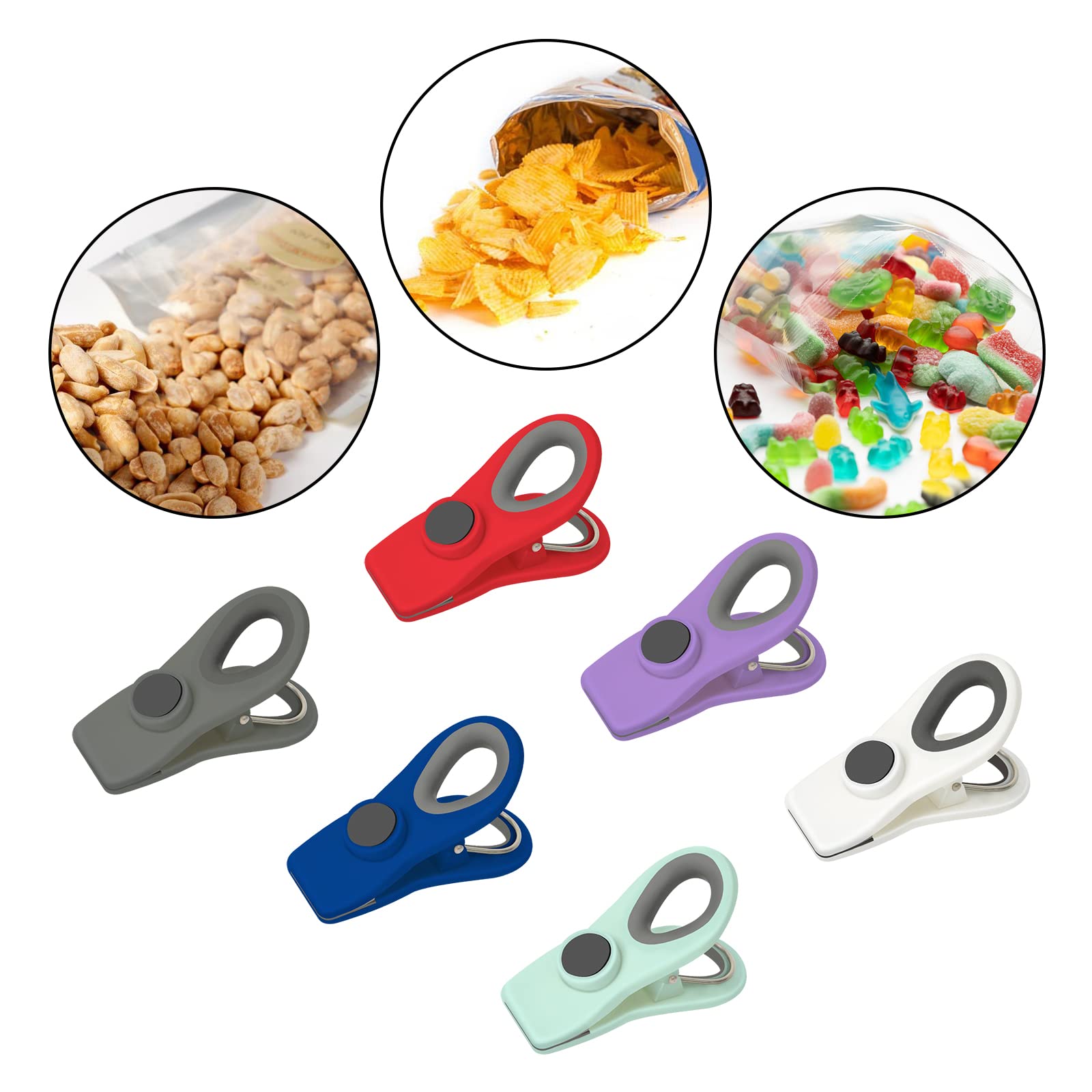 zchen Chip Clips with Magnet, Food Clips, Bag Clips to the Refrigerator, Magnet Clips for Food Airtight Seal Kitchen Storage.(Multicolored 6 PCS)