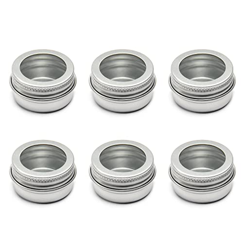 Othmro 6Pcs 0.2oz Round Metal Tins Aluminum Tin Cans Jar Refillable Containers 5ml Tin Cans Tin Bottles Containers with Screw Lid for Salve Spices Lip Balm Tea Candies Silver 26×15mm