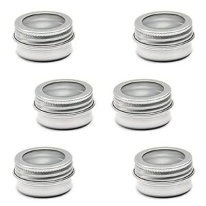 Othmro 6Pcs 0.2oz Round Metal Tins Aluminum Tin Cans Jar Refillable Containers 5ml Tin Cans Tin Bottles Containers with Screw Lid for Salve Spices Lip Balm Tea Candies Silver 26×15mm