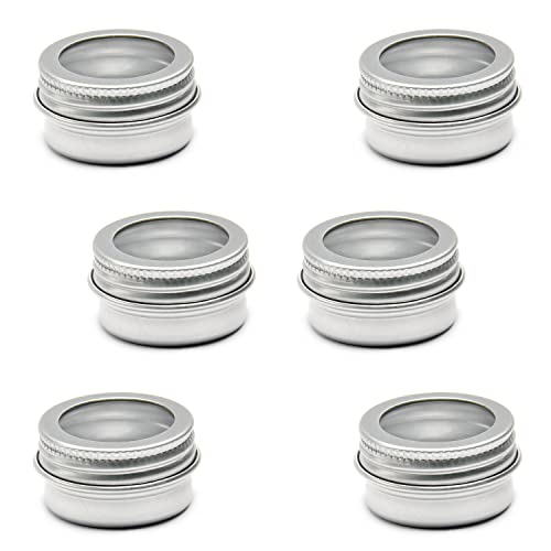 Othmro 6Pcs 0.2oz Round Metal Tins Aluminum Tin Cans Jar Refillable Containers 5ml Tin Cans Tin Bottles Containers with Screw Lid for Salve Spices Lip Balm Tea Candies Silver 26×15mm