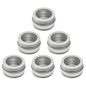 Othmro 6Pcs 0.2oz Round Metal Tins Aluminum Tin Cans Jar Refillable Containers 5ml Tin Cans Tin Bottles Containers with Screw Lid for Salve Spices Lip Balm Tea Candies Silver 26×15mm