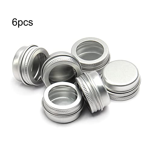 Othmro 6Pcs 0.2oz Round Metal Tins Aluminum Tin Cans Jar Refillable Containers 5ml Tin Cans Tin Bottles Containers with Screw Lid for Salve Spices Lip Balm Tea Candies Silver 26×15mm