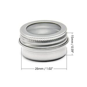 Othmro 6Pcs 0.2oz Round Metal Tins Aluminum Tin Cans Jar Refillable Containers 5ml Tin Cans Tin Bottles Containers with Screw Lid for Salve Spices Lip Balm Tea Candies Silver 26×15mm