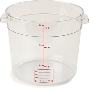 Carlisle FoodService Products Storplus Round Food Storage Container with Stackable Design for Catering, Buffets, Restaurants, Polycarbonate (Pc), 6 Quart, Clear, (Pack of 12)