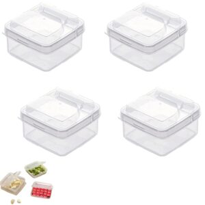 lfjfaecx sliced cheese container for fridge with flip lid, food storage containers bins, fruit storage containers for fridge, cheese slice storage box, with removable drain tray (4pack)