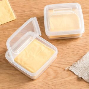 lfjfaecx Sliced Cheese Container for Fridge with Flip Lid, Food Storage Containers Bins, Fruit Storage Containers for Fridge, Cheese Slice Storage Box, with Removable Drain Tray (4pack)