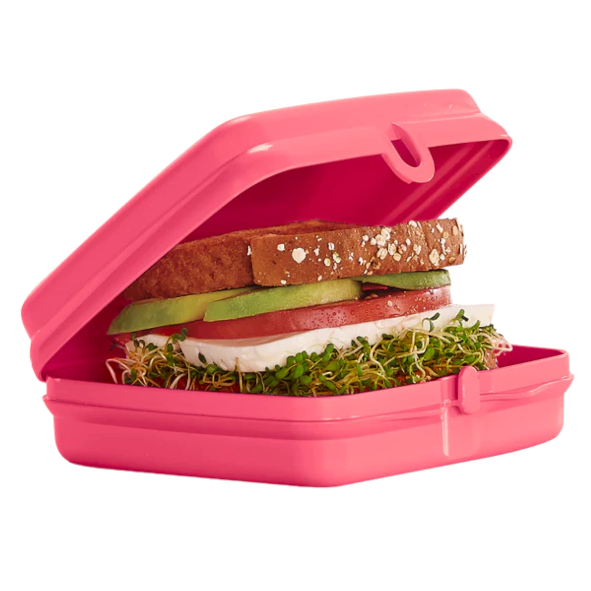 Tupperware Sandwich Keeper Square Hinged and Locking Box Pink