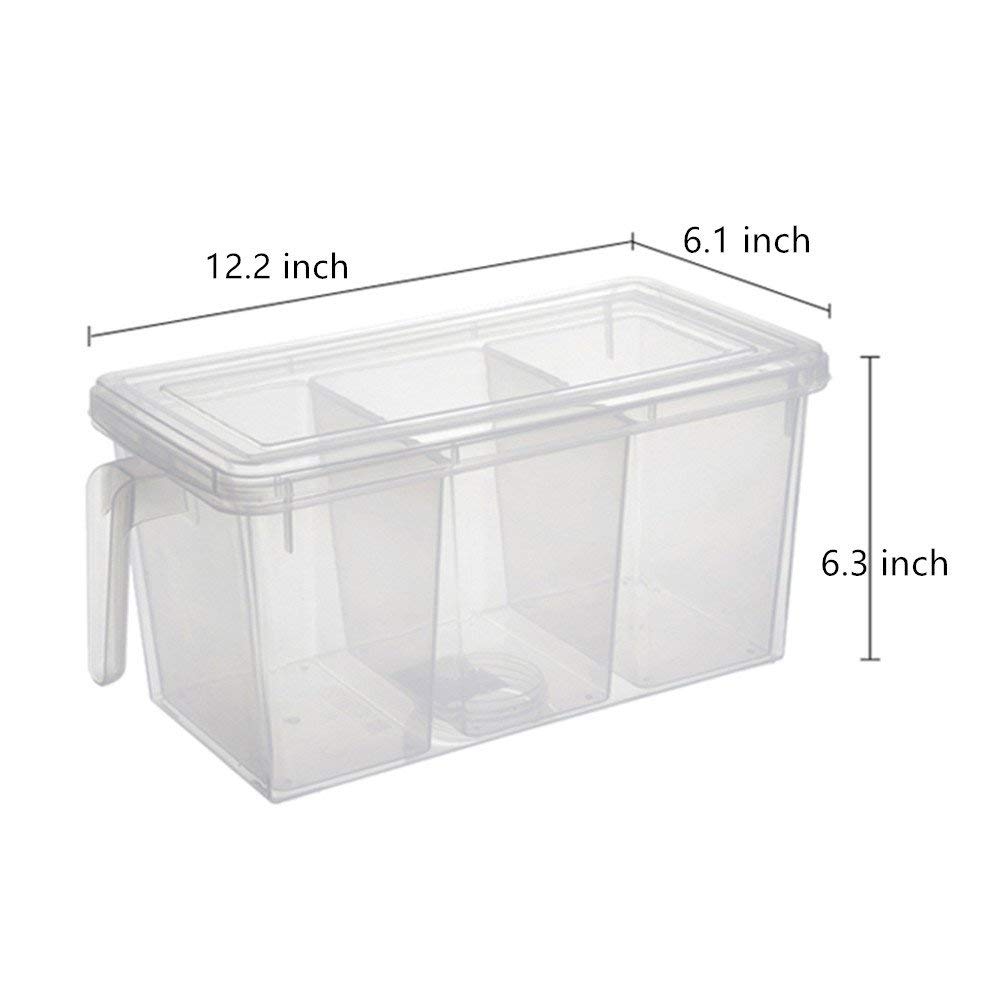 MineSign Plastic Storage Containers Square (Set of 4) And Handle Food Storage Organizer Boxes with Lids (Set of 2 Organizers with Lid and 6 Removable Bins)