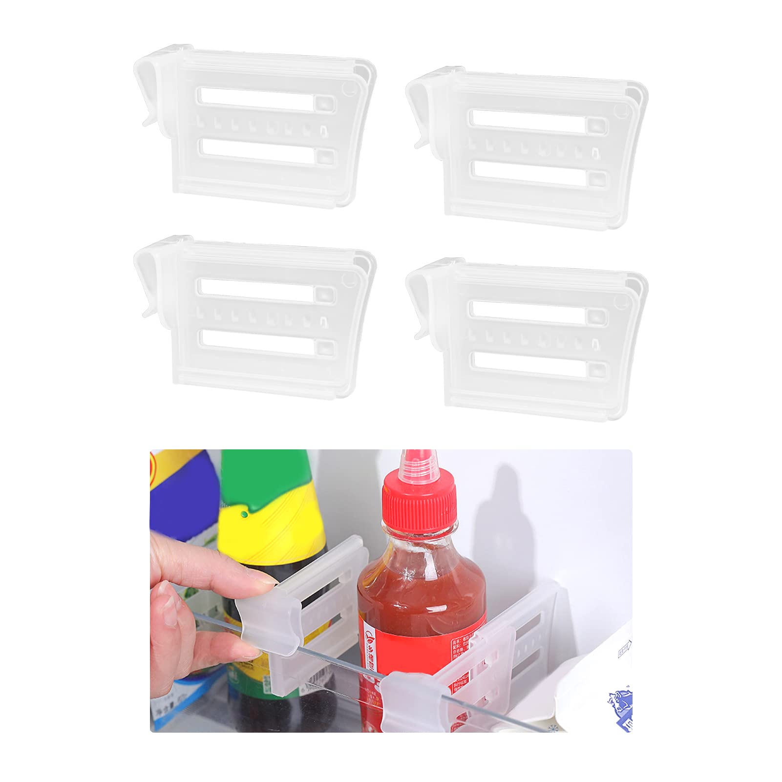 Simfree 4 PACKS refrigerator dividers,refrigerator dividers for shelves,Plastic Refrigerator Dividers Organizer,Expandable from 2.5-4.3 inches drawer dividers for refrigerator drawer,Kitchen Storage