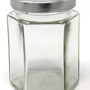 6 oz Hexagon Glass Jar with Silver Metal Lid 12-Pack by Packaging For You