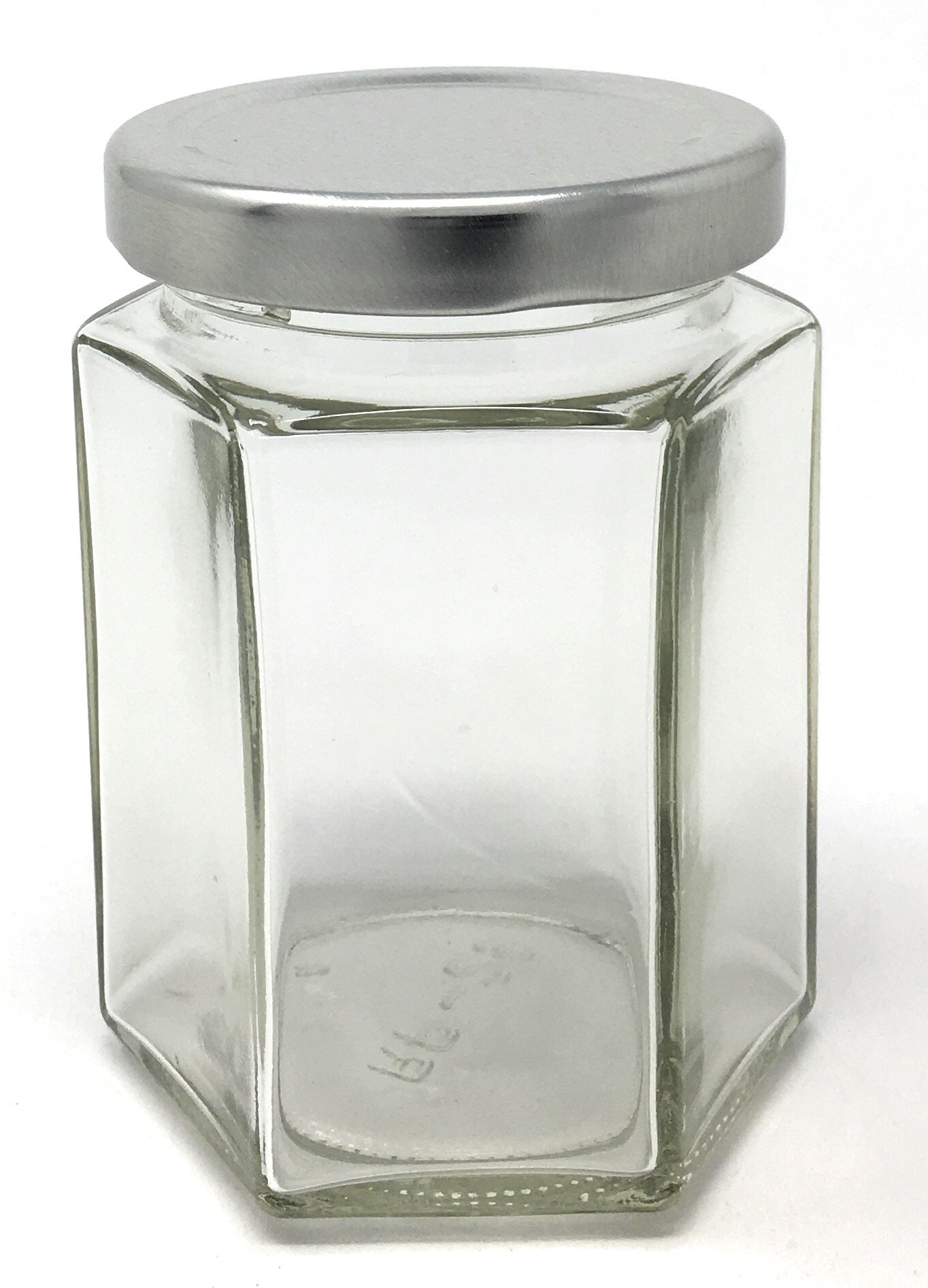 6 oz Hexagon Glass Jar with Silver Metal Lid 12-Pack by Packaging For You