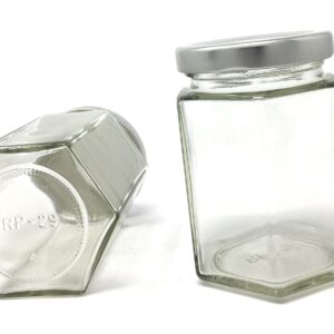 6 oz Hexagon Glass Jar with Silver Metal Lid 12-Pack by Packaging For You