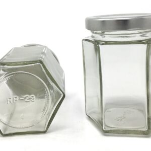 6 oz Hexagon Glass Jar with Silver Metal Lid 12-Pack by Packaging For You