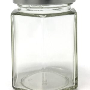 6 oz Hexagon Glass Jar with Silver Metal Lid 12-Pack by Packaging For You