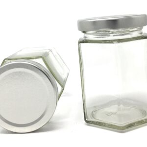 6 oz Hexagon Glass Jar with Silver Metal Lid 12-Pack by Packaging For You