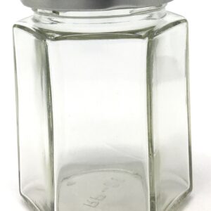 6 oz Hexagon Glass Jar with Silver Metal Lid 12-Pack by Packaging For You