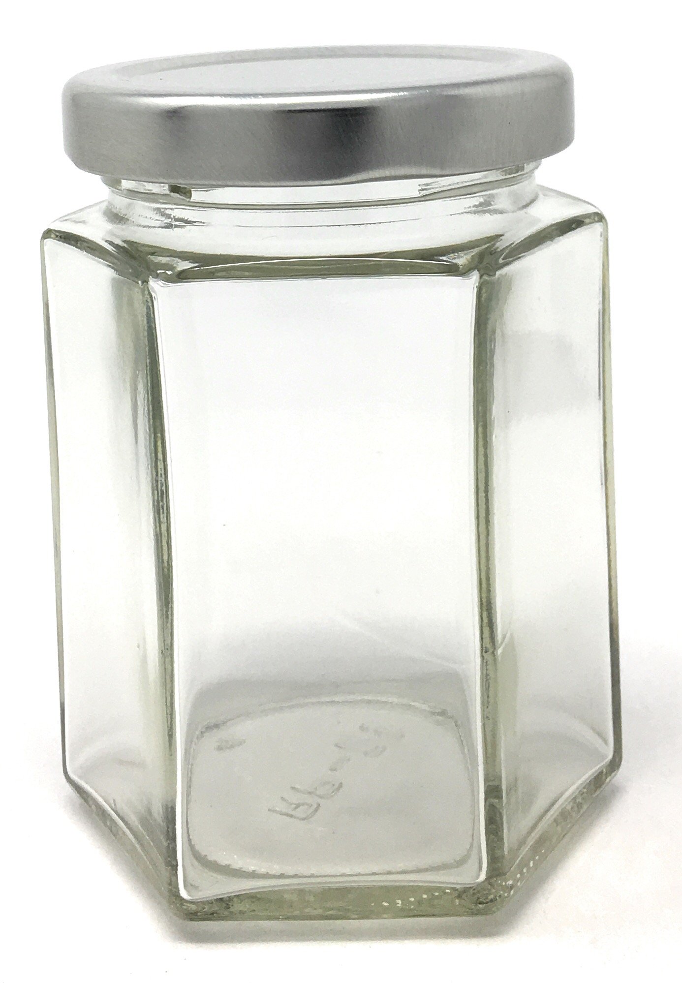 6 oz Hexagon Glass Jar with Silver Metal Lid 12-Pack by Packaging For You