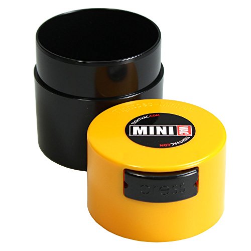 Minivac - 10g to 30 grams Vacuum Sealed Container - Yellow Cap & Black Body